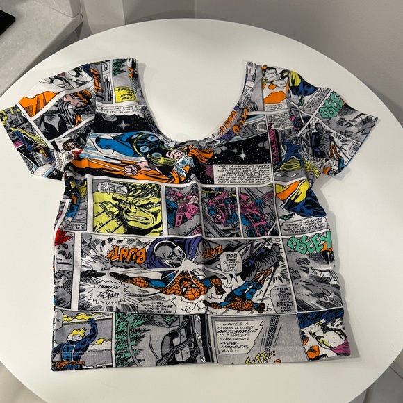 Marvel | Tops | Marvel Comic Print Crop Top Multicolor | Poshmark